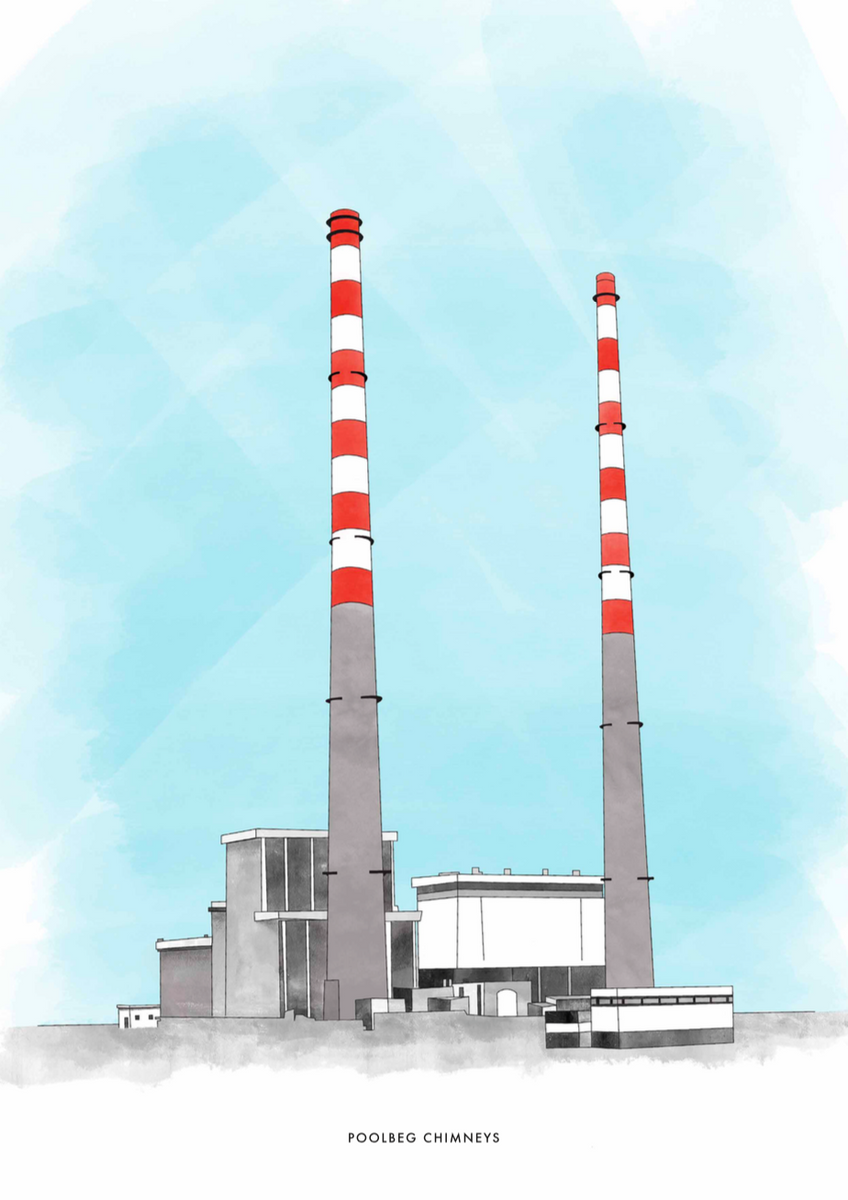 Poolbeg Chimneys, Dublin 4 – Katy-Ruth Halpin Illustrations